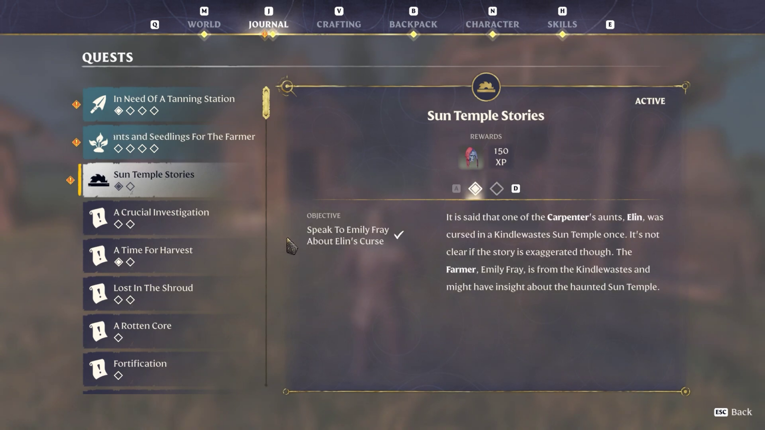 Sun Temple Stories Enshrouded: Carpenter Quest Guide - The Nature Hero